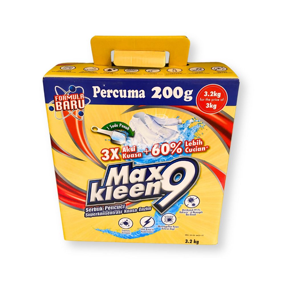 Max Kleen 9 Super Enzyme Detergent Powder 3.2kg (FREE 200g) – Wmart