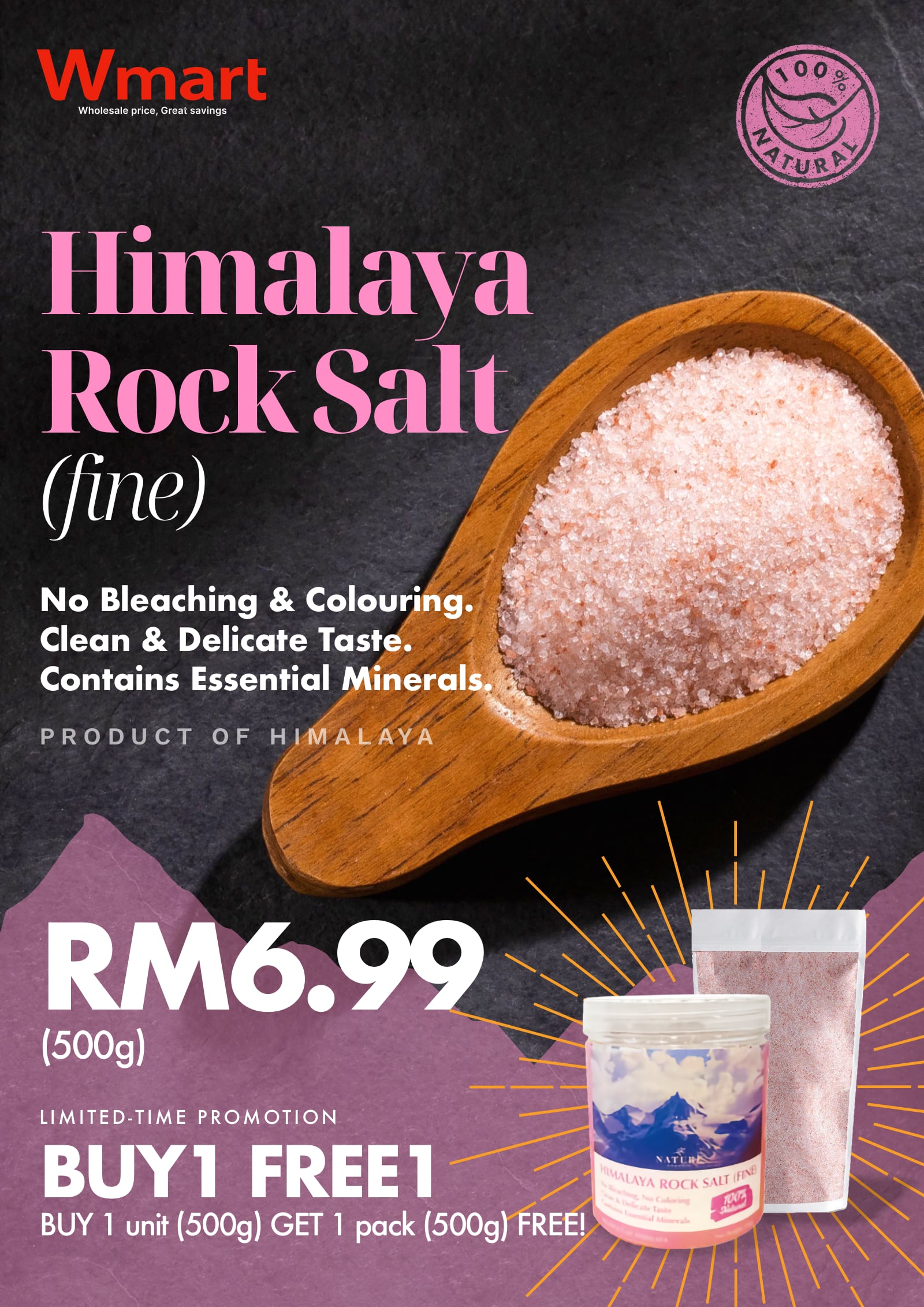 Himalayan Rock Salt (Fine) 500g (Buy 1 Free 1) – Wmart